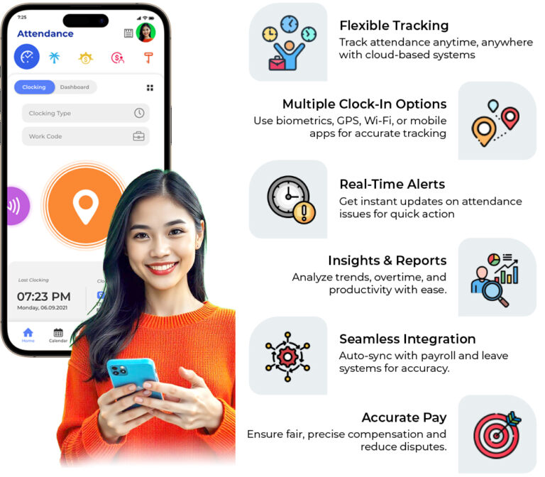 A modern employee time and attendance system provides flexible tracking, multiple clock-in ...